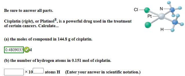 Solved Cisplatin (right), or Platinol®, is a powerful drug | Chegg.com