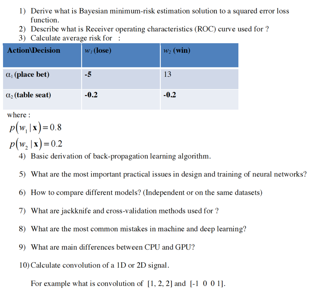 Solved 1 Derive What Is Bayesian Minimum Risk Estimation 