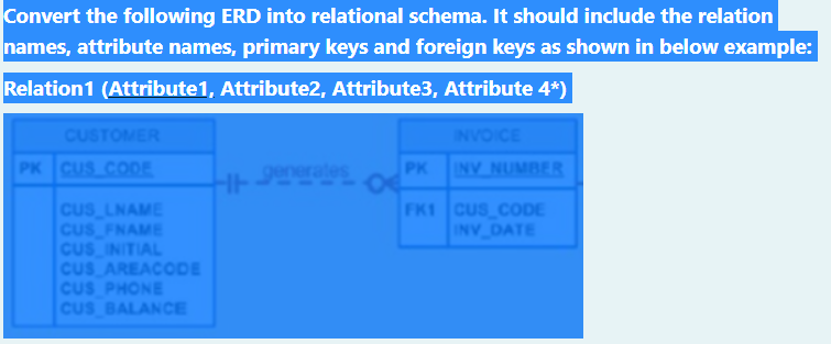 Solved Convert the following ERD into relational schema. It | Chegg.com