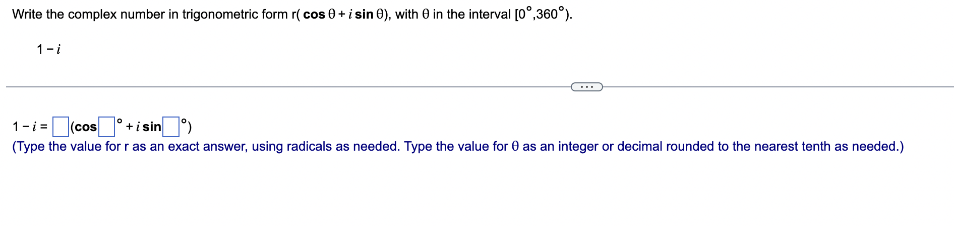 Solved Write the complex number in trigonometric form | Chegg.com