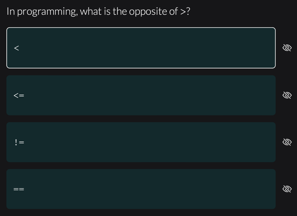 Solved In Programming What Is The Opposite Of 