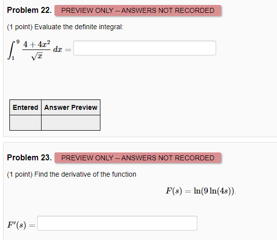 Solved Problem 22. PREVIEW ONLY -- ANSWERS NOT RECORDED (1 | Chegg.com