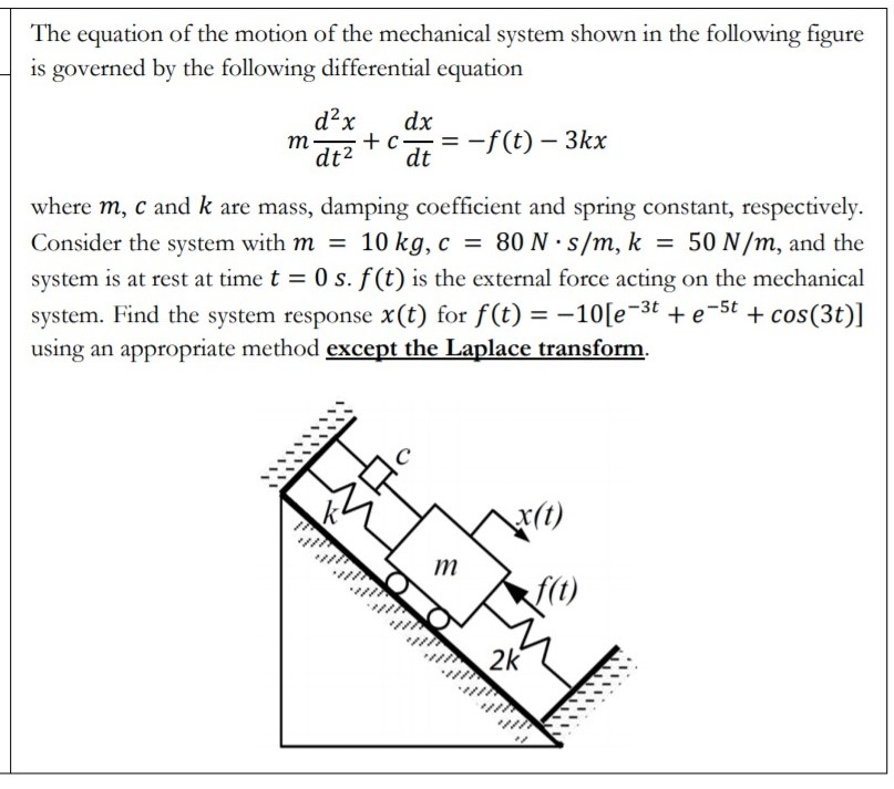 Solved The equation of the motion of the mechanical system | Chegg.com