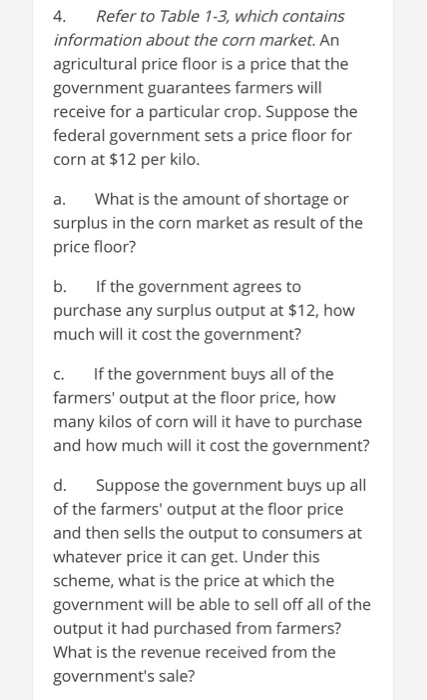 Solved Table 1-3 Price per Quantity Quantity kilo demanded | Chegg.com Solved Table 1-3 Price per Quantity Quantity kilo demanded | Chegg.com