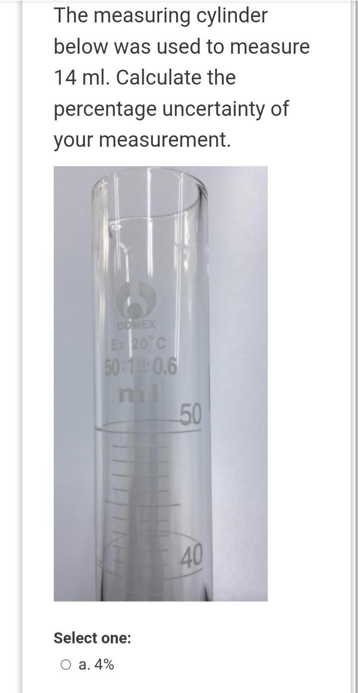 Solved The measuring cylinder below was used to measure 14 | Chegg.com