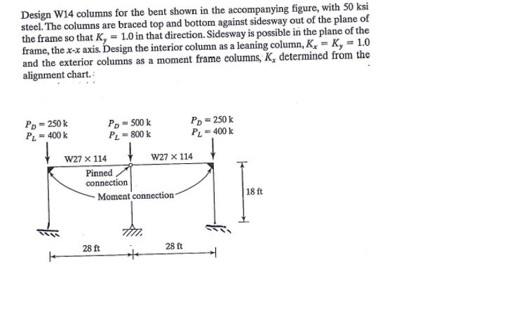 Solved Design W14 columns for the bent shown in the | Chegg.com