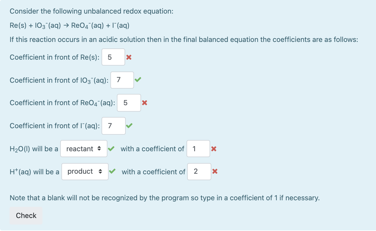 Solved Consider the following unbalanced redox equation: | Chegg.com