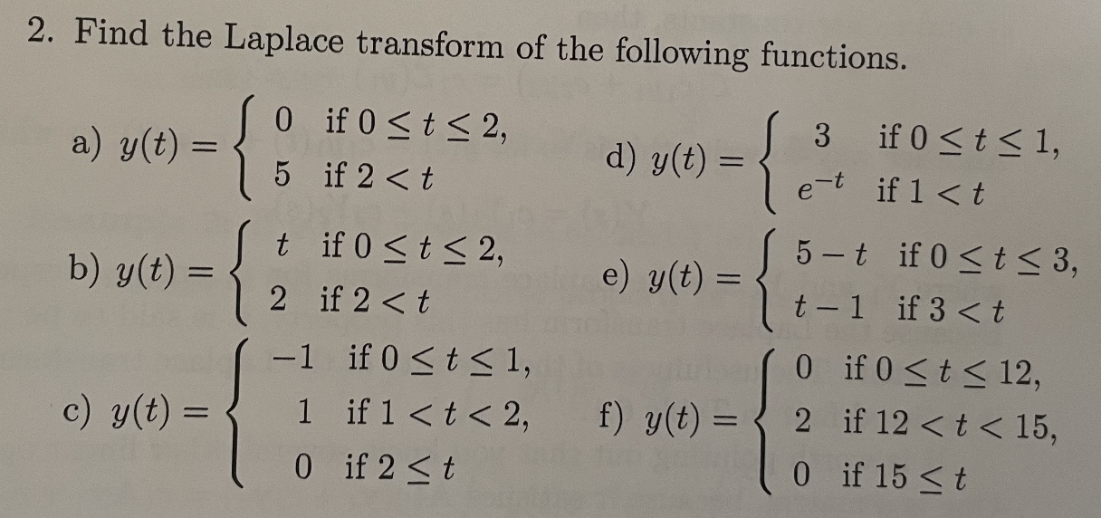 Solved 2. Find the Laplace transform of the following | Chegg.com