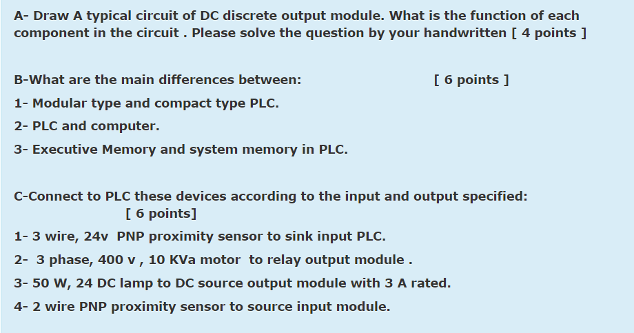 Solved A- Draw A typical circuit of DC discrete output | Chegg.com