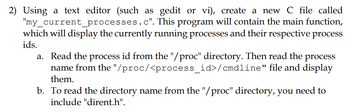 Solved Write a program to display all the running processes | Chegg.com