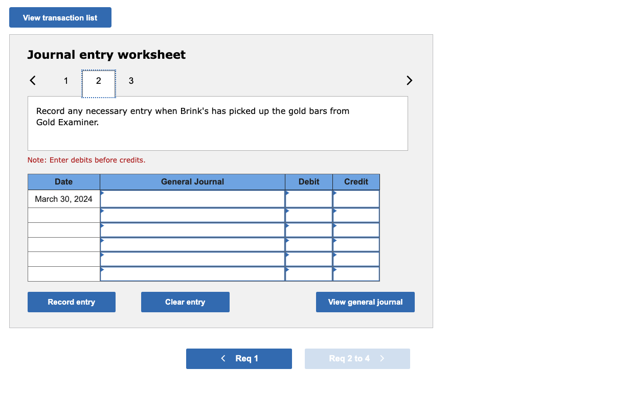 Solved Journal entry worksheet Record any necessary entry | Chegg.com