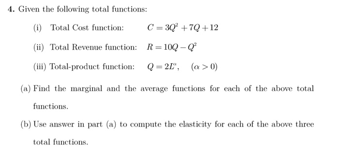 Solved 4. Given the following total functions: (i) Total | Chegg.com