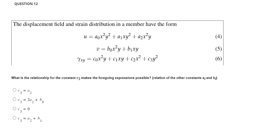 Solved The displacement field and strain distribution in a | Chegg.com