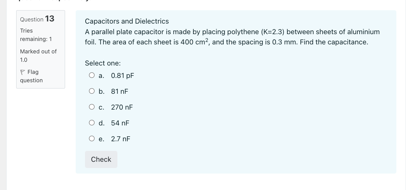 Solved Capacitors and Dielectrics A parallel plate capacitor | Chegg.com