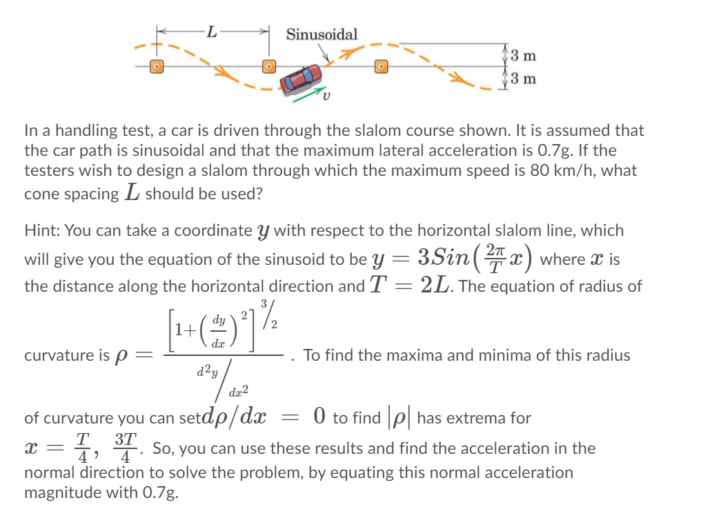 Solved Sinusoidal 3 m 3 m In a handling test, a car is | Chegg.com