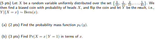 Solved (5 pts) Let X be a random variable uniformly | Chegg.com