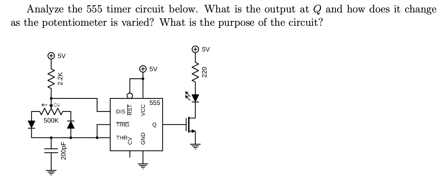 Solved Analyze the 555 timer circuit below. What is the | Chegg.com