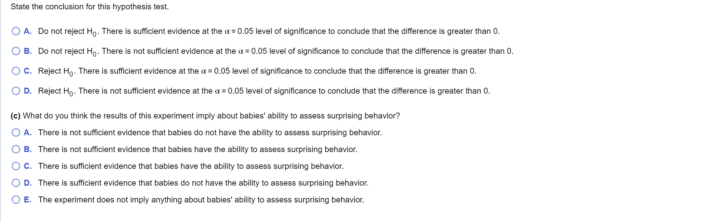 Solved In an experiment, 15 babies were asked to watch a | Chegg.com