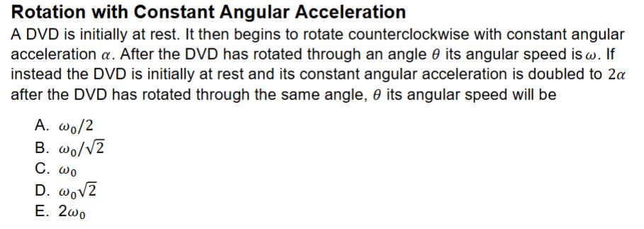 Solved Rotation with Constant Angular AccelerationA DVD is | Chegg.com