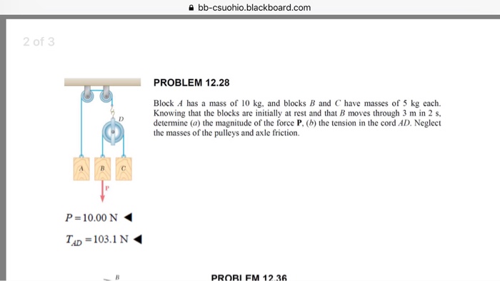 Solved Block A has a mass of 10 kg, and blocks H and C | Chegg.com