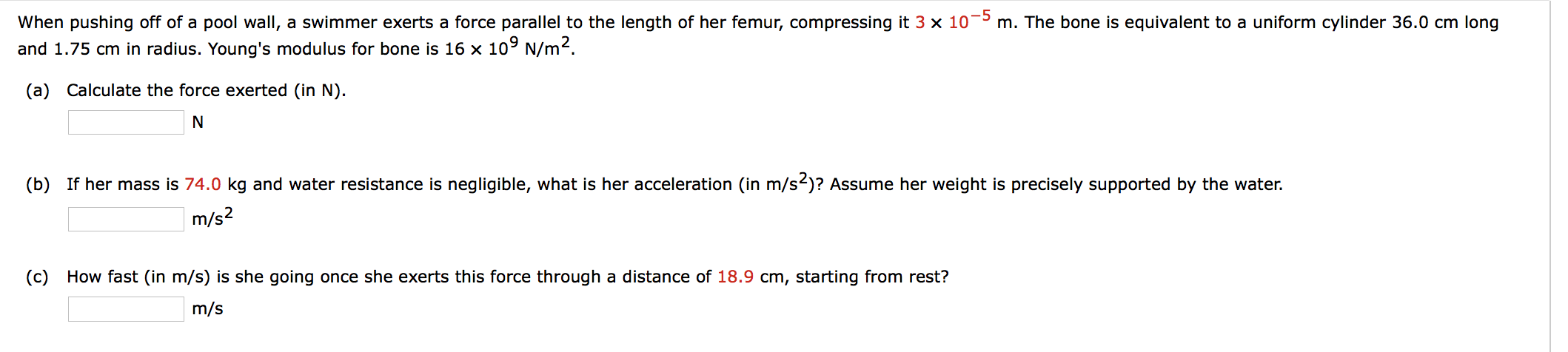 Solved When pushing off of a pool wall, a swimmer exerts a | Chegg.com