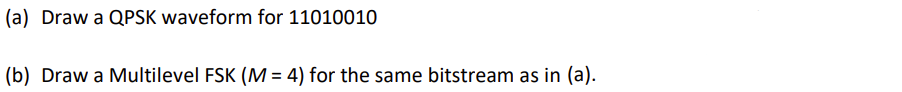 Solved (a) Draw a QPSK waveform for 11010010 (b) Draw a | Chegg.com