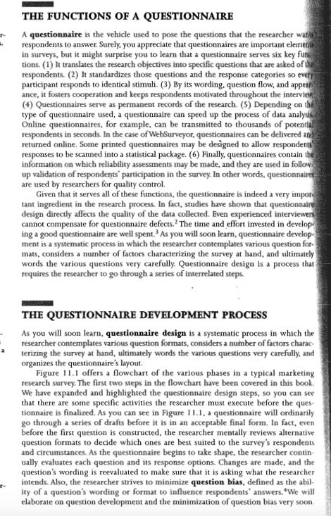 Solved The Functions Of A Questionnaire R A Questionnaire Is