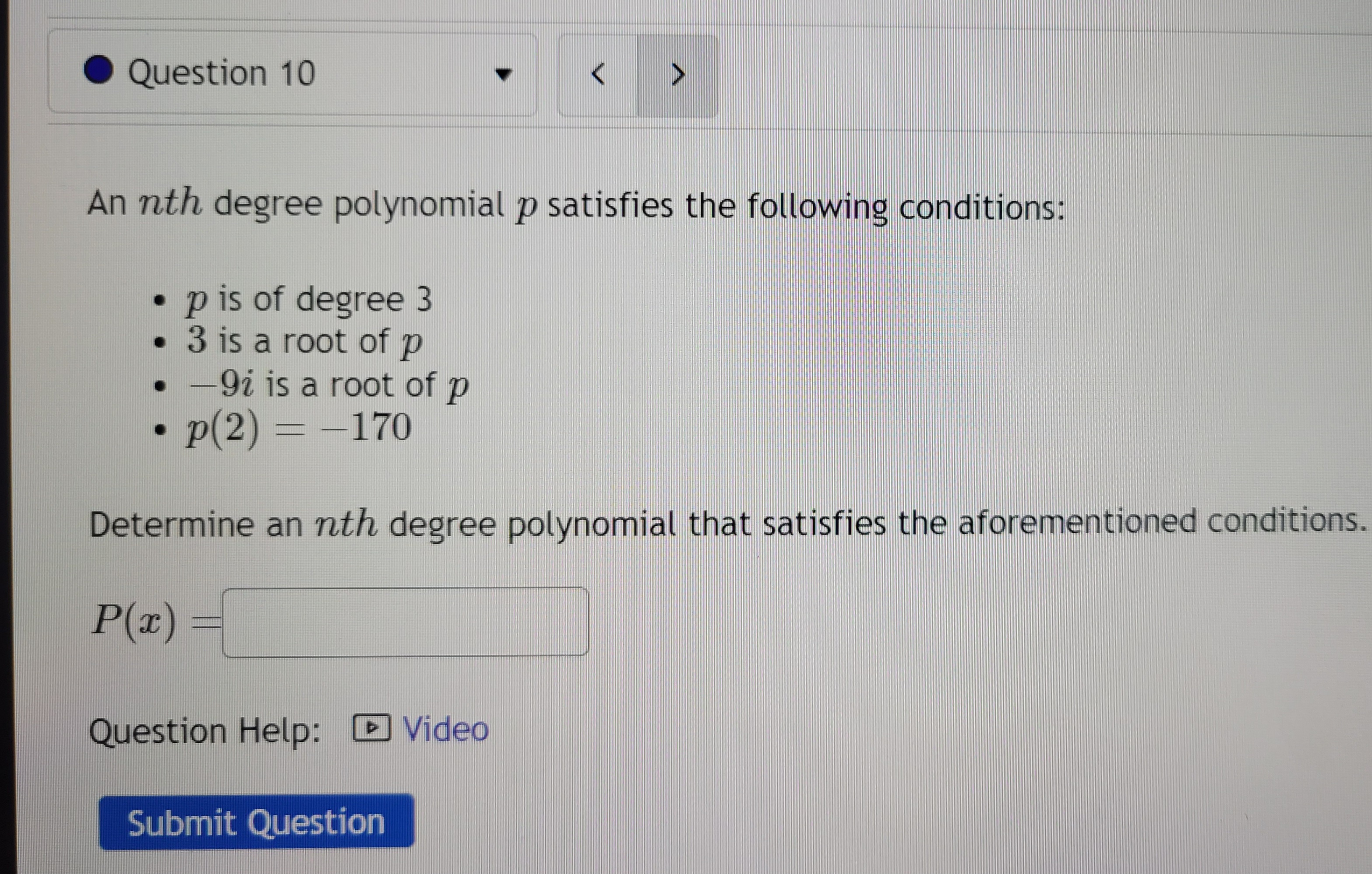 Solved An nth degree polynomial p satisfies the following | Chegg.com