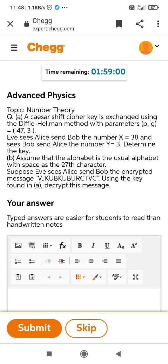 11:48 1.1KB/s © Chegg expert.chegg.com 5 Chegg Time | Chegg.com