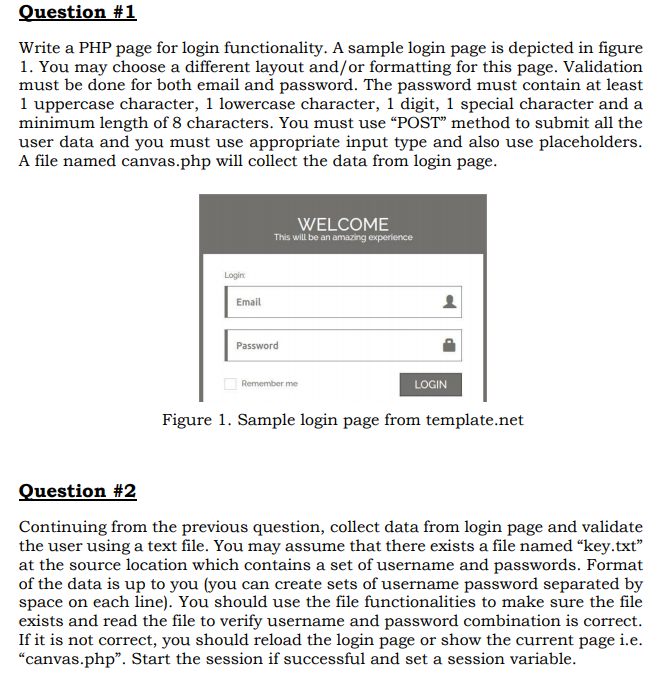 Solved Question #1 Write a PHP page for login functionality. | Chegg.com