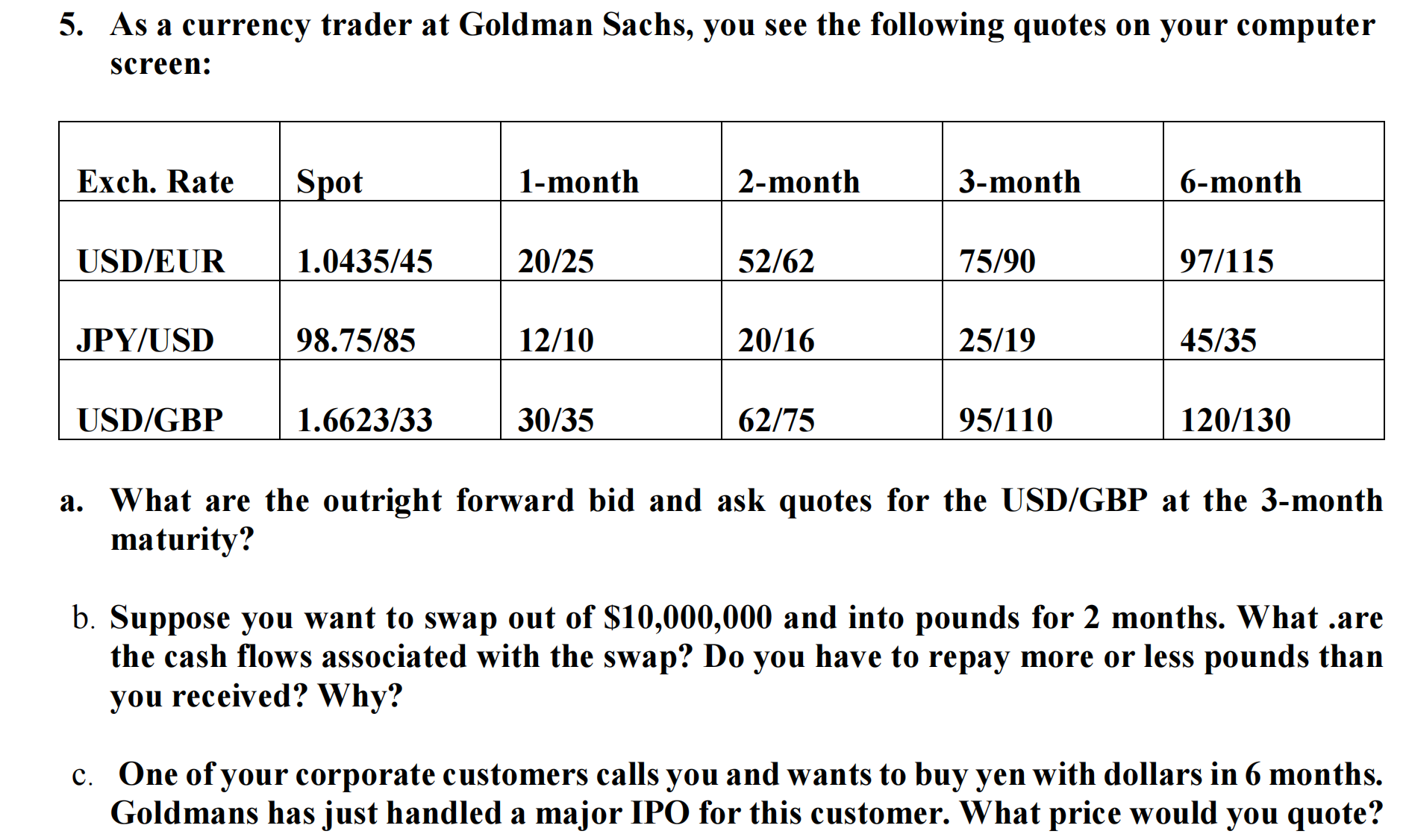 Solved As a currency trader at Goldman Sachs, you see the | Chegg.com