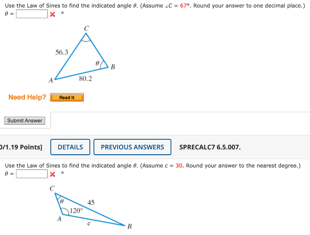 Solved Use the Law of Sines to find the indicated angle θ. | Chegg.com