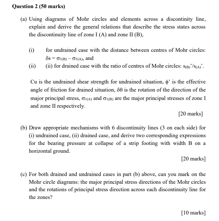 Solved uestion 2 (50 marks) (a) Using diagrams of Mohr | Chegg.com