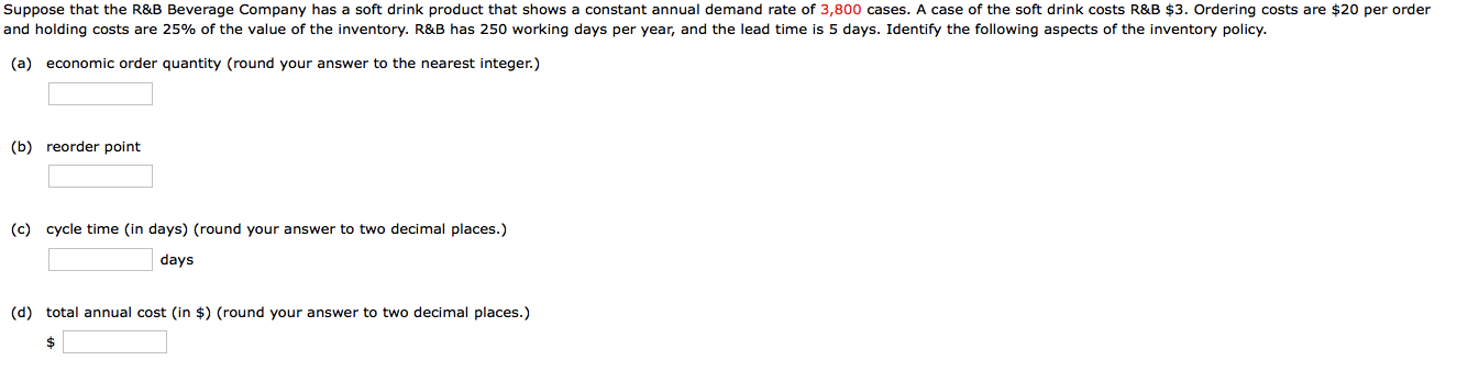 Solved Suppose that the R&B Beverage Company has a soft | Chegg.com