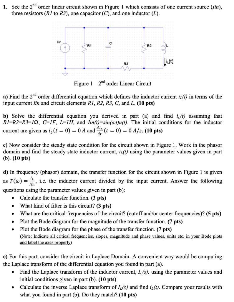 Solved 1. See the 2nd order linear circuit shown in Figure 1 | Chegg.com