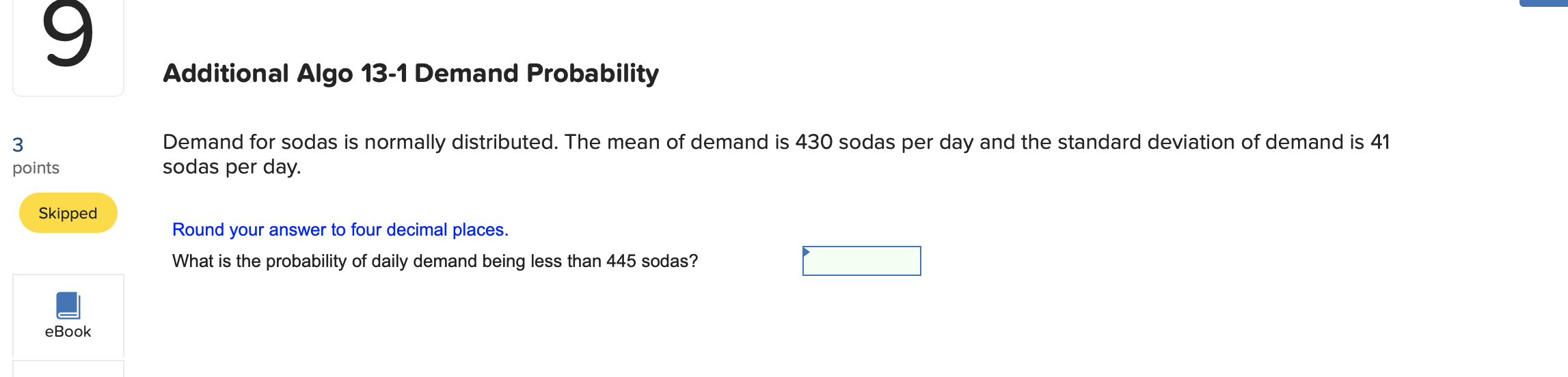 Solved Additional Algo 13-1 Demand Probability Demand for | Chegg.com