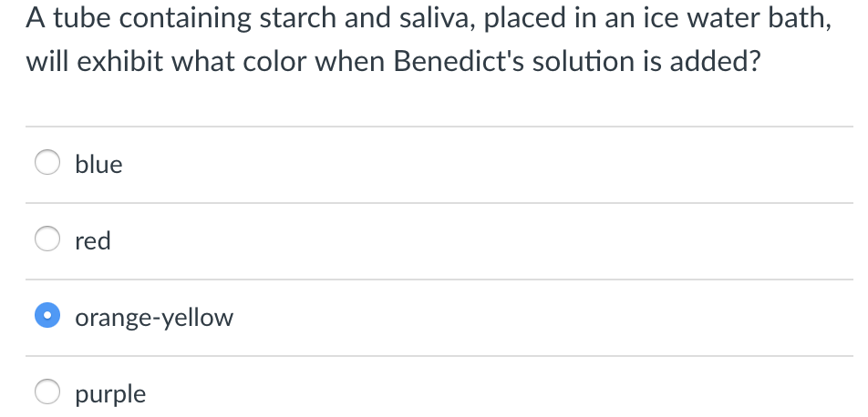 Solved A tube containing starch and saliva, placed in an ice | Chegg.com
