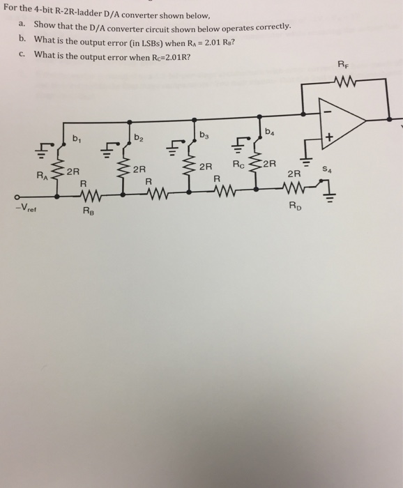 Solved For the 4-bit R-2R-ladder D/A converter shown below. | Chegg.com