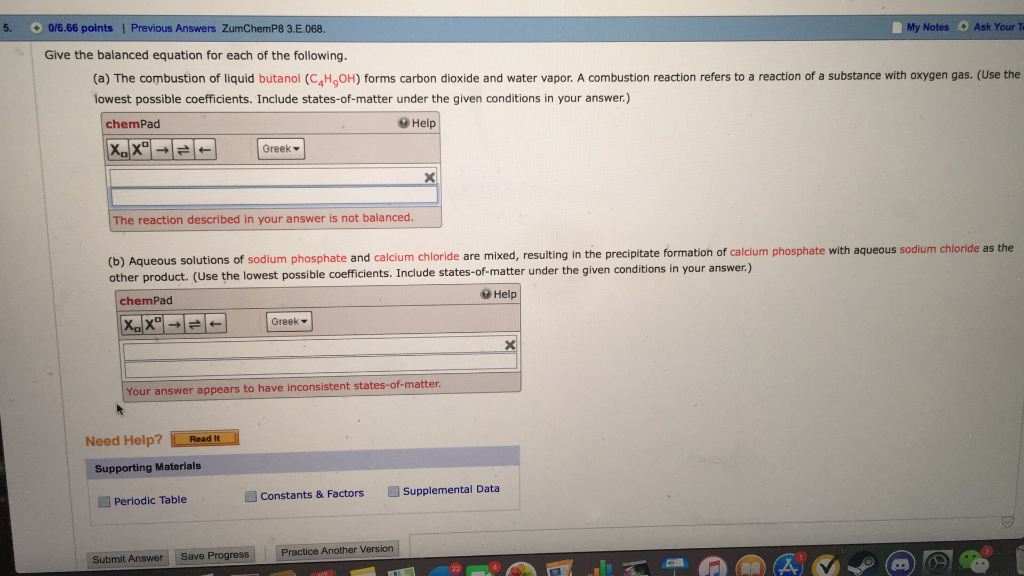 Solved 5. 0/6.66 points | Previous Answers ZumChemP8 3.E.068 | Chegg.com