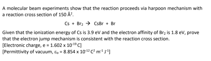 Solved A molecular beam experiments show that the reaction | Chegg.com