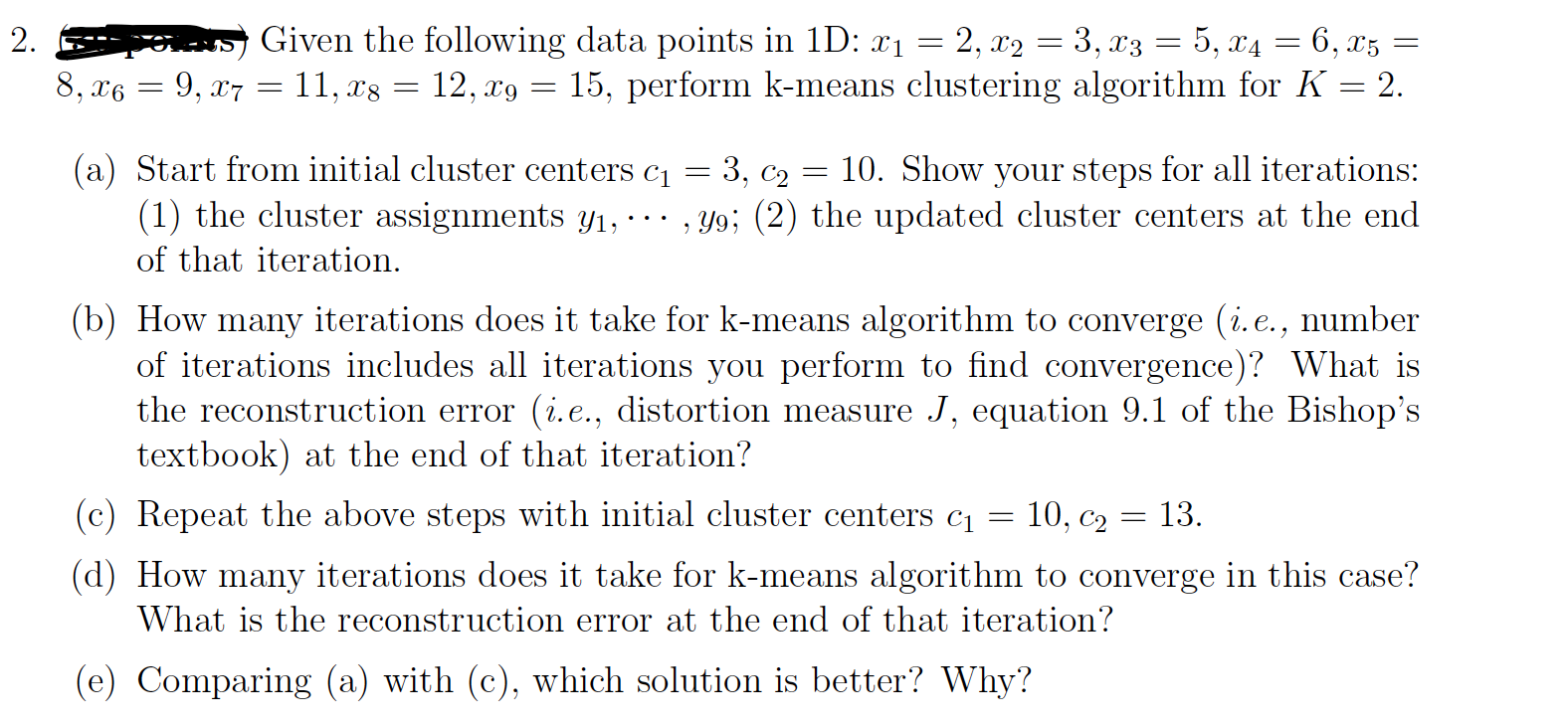 Given the following data points in | Chegg.com