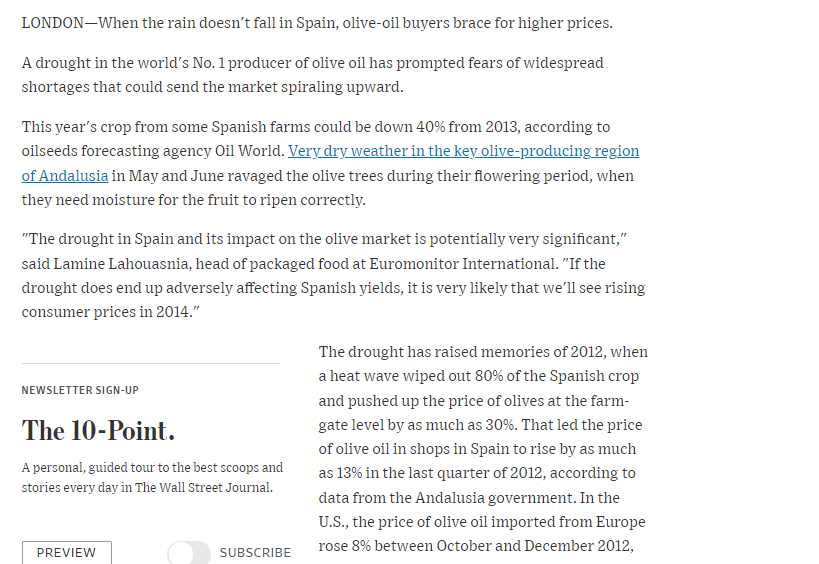 Solved Please read the “Spanish Drought Prompts Fears | Chegg.com