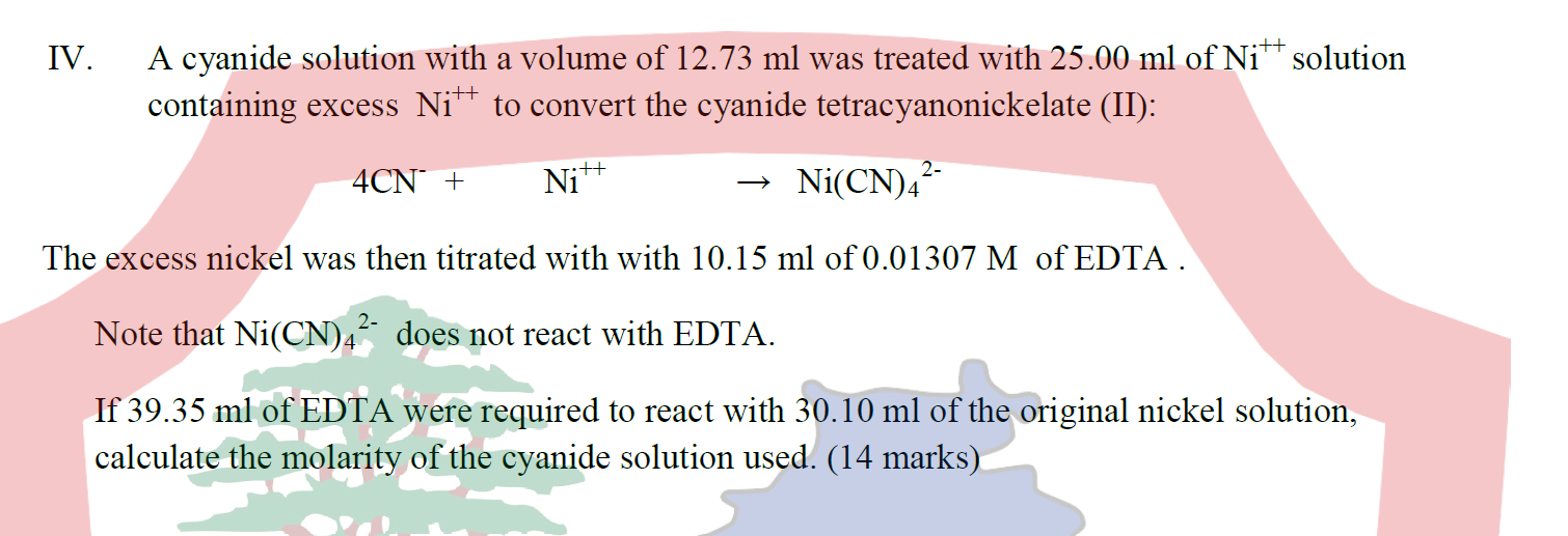 Solved V. A cyanide solution with a volume of 12.73ml was | Chegg.com