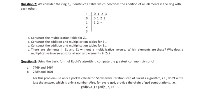 Solved We consider the ring Z_4. Construct a table which | Chegg.com