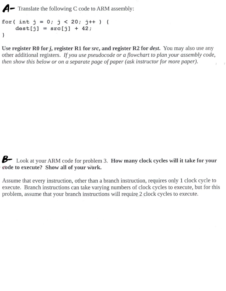 - Translate the following C code to ARM assembly: | Chegg.com