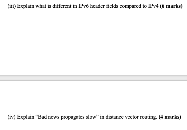 Solved (iii) Explain what is different in IPv6 header fields | Chegg.com