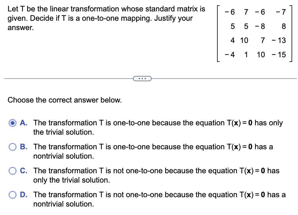 Solved Let T be the linear transformation whose standard | Chegg.com