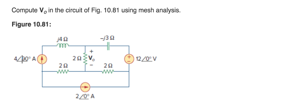 Solved Compute Vo in the circuit of Fig. 10.81 using mesh | Chegg.com