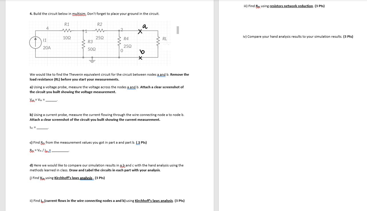 Solved iii) Find Rith using resistors network reduction. (3 | Chegg.com
