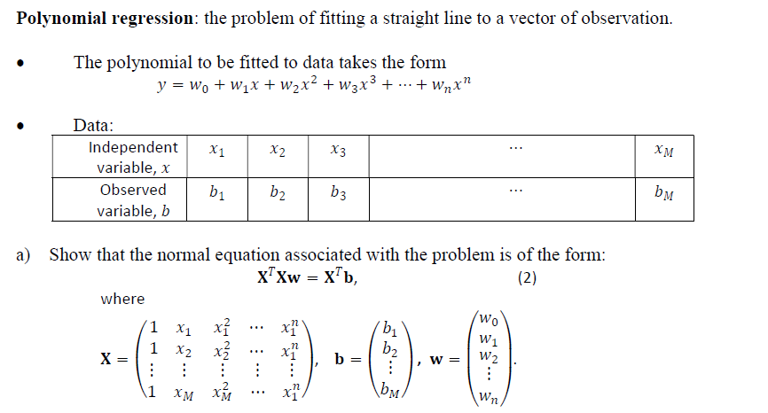 Solved Polynomial regression: the problem of fitting a | Chegg.com